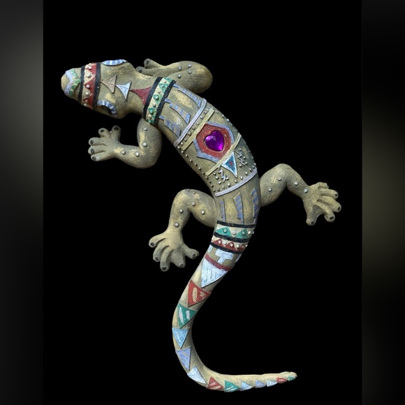 Wall Decor | Vintage Wall Decor Garden Landscape Lizard Gecko Jeweled ...